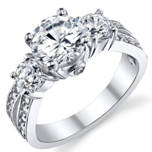 1.50 carat round cubic zirconia " past, present, future" sterling silver 925 wedding engagement ring 6