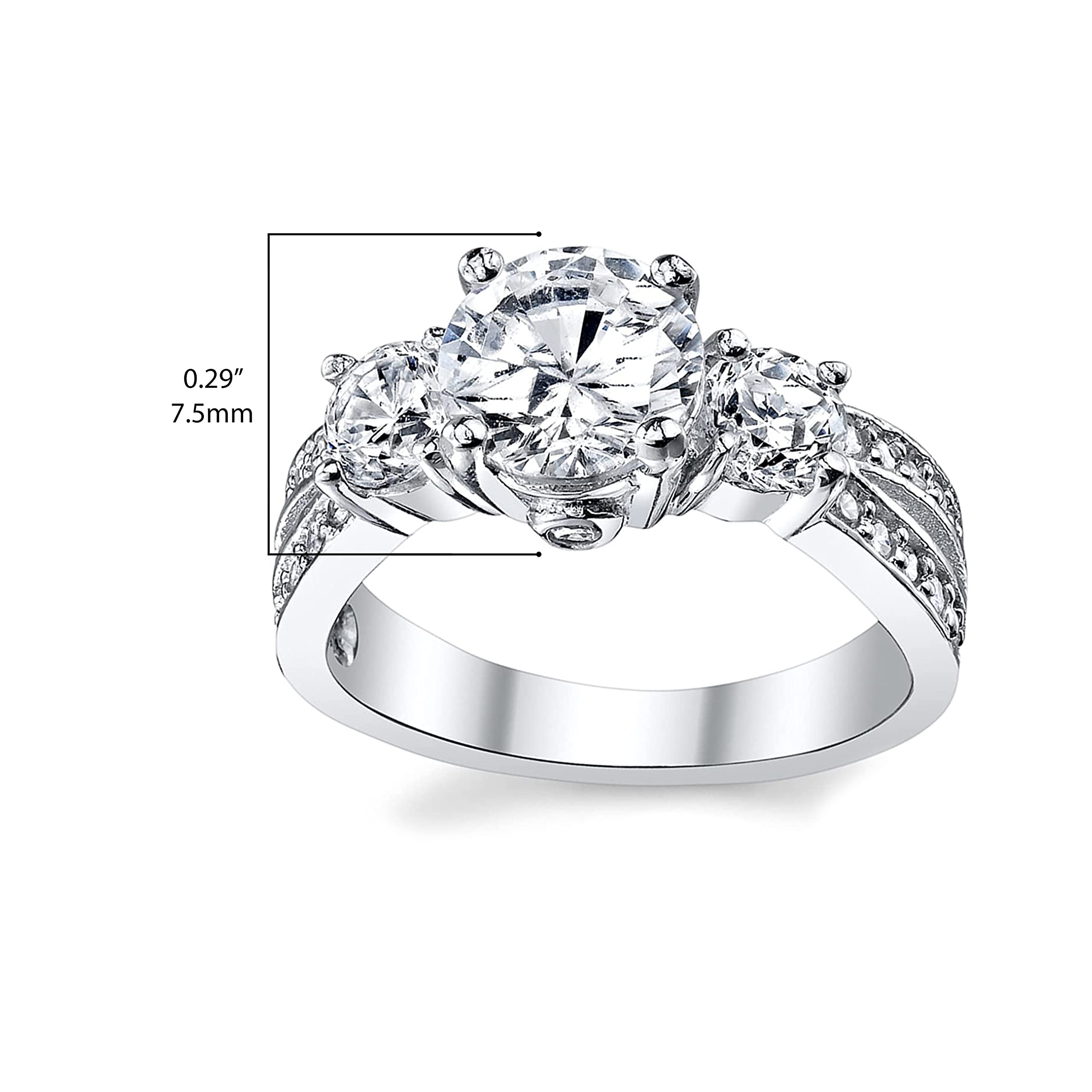 1.50 Carat Round Cubic Zirconia " Past, Present, Future" Sterling Silver 925 Wedding Engagement Ring 6