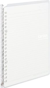 kokuyo campus smart ring binder, a5 transparent binder notebook up to 25 sheets 20 holes slim binder folder with 10 extra campus sarasara loose-leaf paper for work & study, japan import (ru-sp130t)