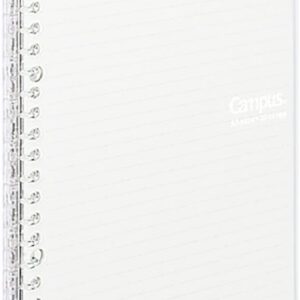 Kokuyo Campus Smart Ring Binder, A5 Transparent Binder Notebook Up to 25 Sheets 20 Holes Slim Binder Folder with 10 Extra Campus Sarasara Loose-Leaf Paper for Work & Study, Japan Import (RU-SP130T)