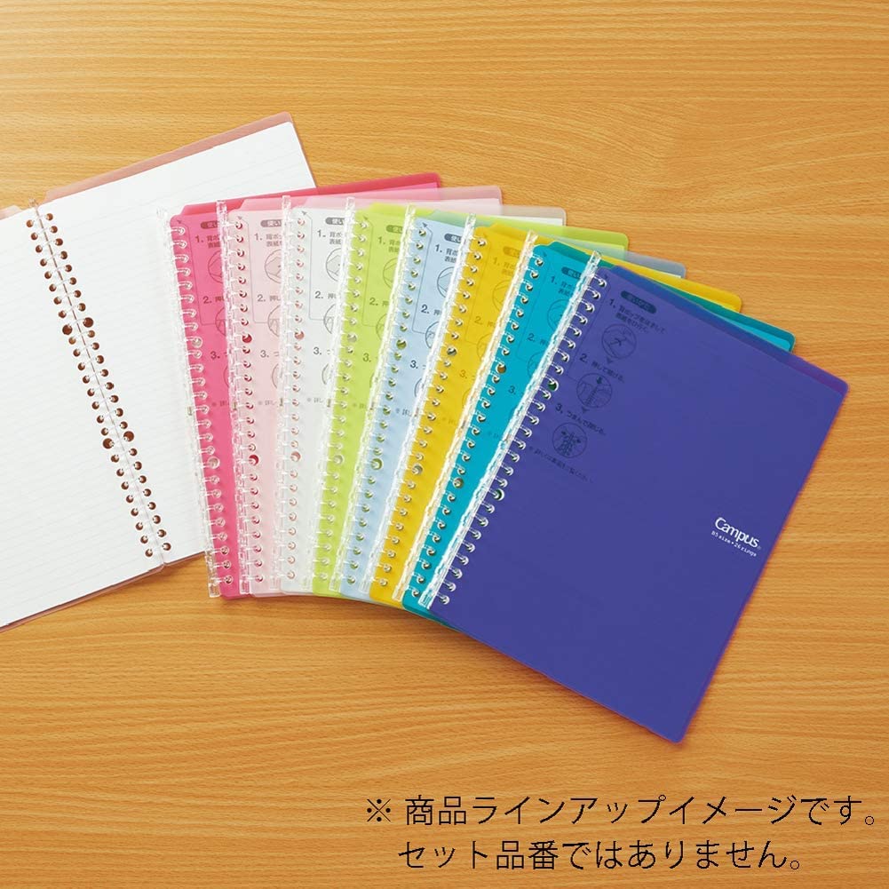 Kokuyo Campus Smart Ring Binder, A5 Yellow Green Binder Notebook Up to 25 Sheets 20 Holes Slim Binder Folder with 10 Extra Campus Sarasara Loose-Leaf Paper for Work & Study, Japan Import (RU-SP130YG)