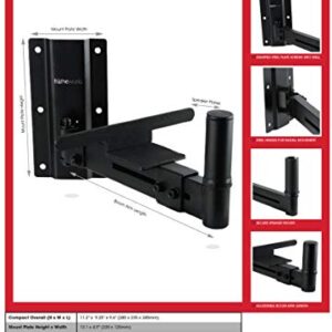 Gator Frameworks Adjustable Studio Speaker Wall Mount; Fits Both 38mm and 35mm Speaker Mounts (GFW-SPK-WM100)