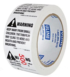 uline s-8329 500-count 2x2-inch bulk packaged suffocation warning labels for child safety