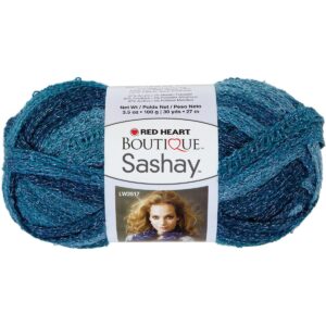 red heart boutique sashay metallic yarn, aquamarine