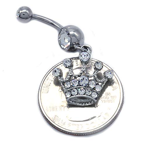 SoulBreeze Princess Queen Tiara Crown Belly Navel Ring Barbell Button Body 316L Surgical Steel