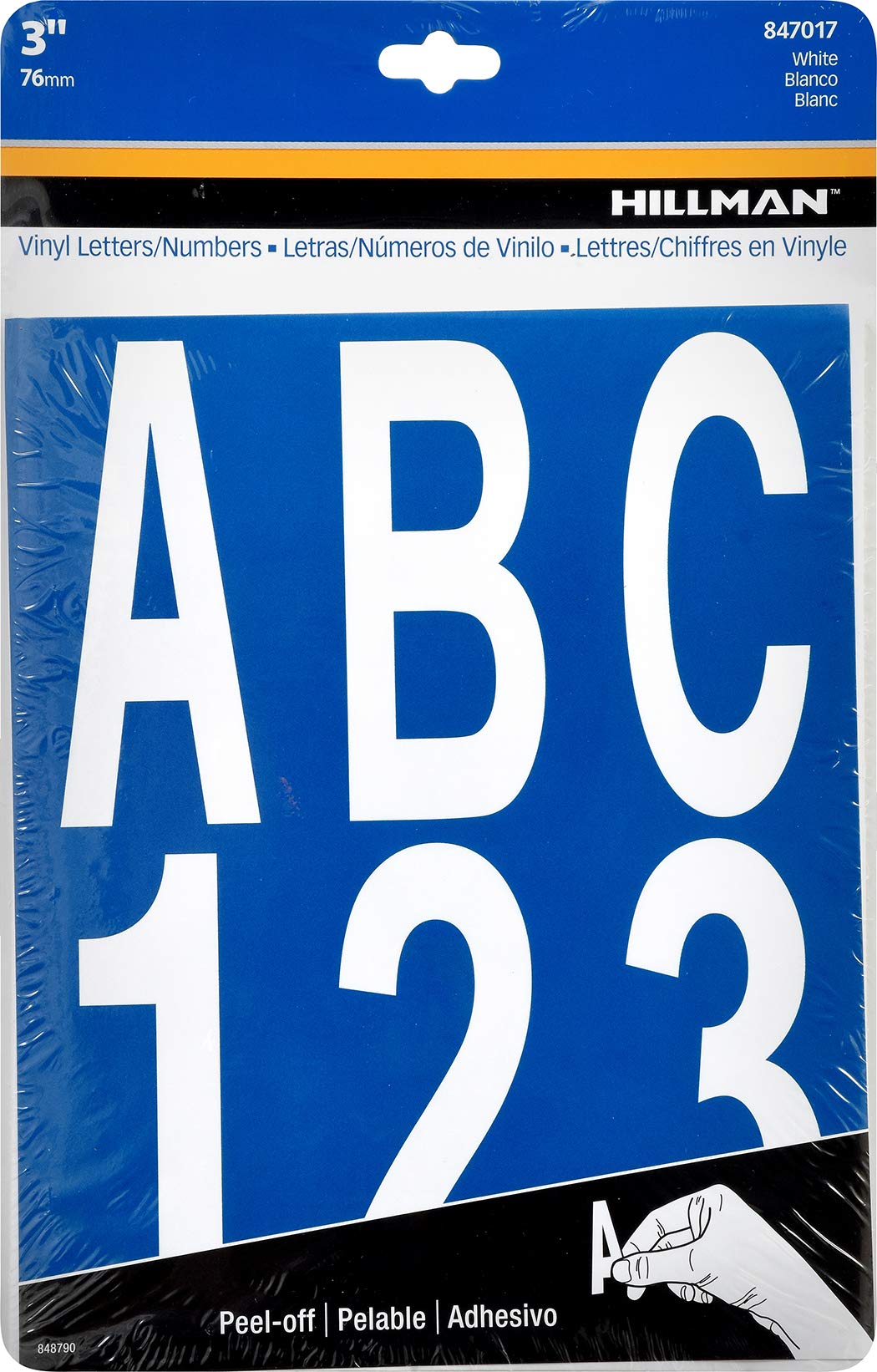 Hillman 847017 3" Peel-Off White Vinyl Letters & Numbers Pack