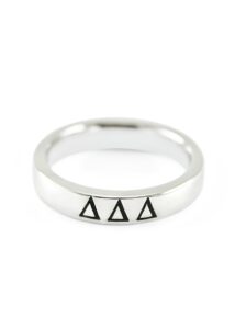 the collegiate standard delta delta delta sterling silver skinny band ring (8.0)