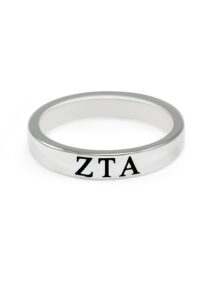 the collegiate standard zeta tau alpha sterling silver skinny band ring (7.0)