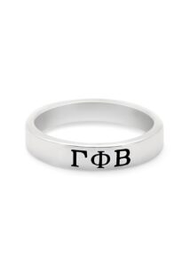 the collegiate standard gamma phi beta sterling silver skinny band ring (6.0)