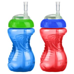 nuby 2-pack 10 oz no-spill cup with flexi straw- red/blue