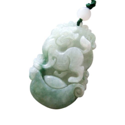 OVALBUY Jadeite Jade Chinese Zodiac Fortune Dog Amulet Pendant