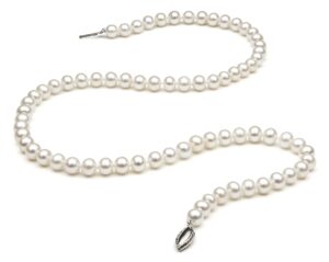 sterling silver 7.0-8.0mm white cultured freshwater pearl strand necklace,20"