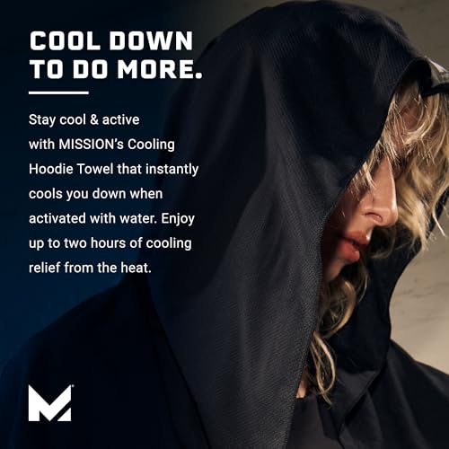 Mission Cooling Hoodie Towel, Black - Soft, Durable Microfiber - Cools Up to 2 Hours - UPF 50 Sun Protection - Machine Washable