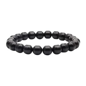 power ionics black tourmaline bracelet protection bracelet women bracelets healing bracelets for women, 0.3 inch dark gray beaded bracelets 7.7 inch high elastic size