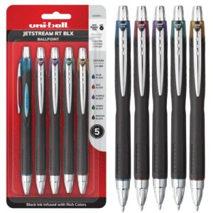 uniball jetstream rt blx 5 pack, 1.0mm medium assorted, wirecutter best pen, ballpoint pens, ballpoint ink pens | office supplies, ballpoint pen, colored pens, fine point, smooth writing pens