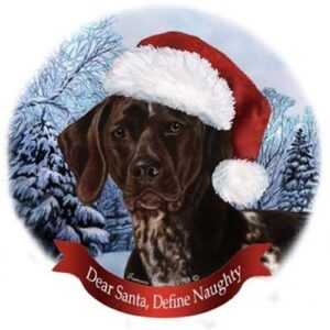 pet gifts usa german shorthaired dog santa hat christmas ornament porcelain china u.s.a. gift