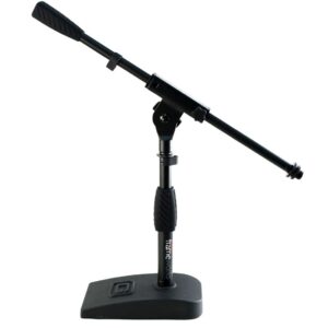 Gator Frameworks Short Weighted Base Microphone Stand with Soft Grip Twist Clutch, Boom arm, and both 3/8" and 5/8" Mounts; Base Dimensions - 4.5" X 8" (GFW-MIC-0821)