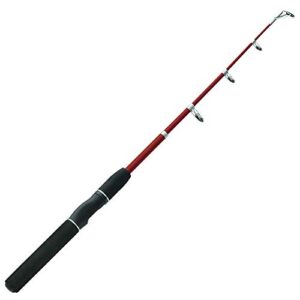 zebco z-cast spinning fishing rod, extendable 17-inches to 5-foot 6-inch telescopic durable z-glass fishing pole, comfortable eva rod handle, shock-ring guides, medium power, red