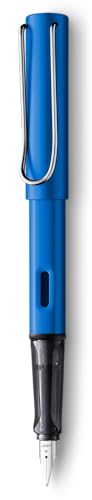 Lamy AL-star Fountain Pen - Elegant Design Cool Pens, Best Pens For Smooth Writing, Light Aluminum - Ocean Blue Broad Point Pen