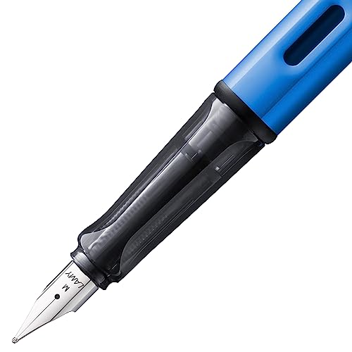 Lamy AL-star Fountain Pen - Elegant Design Cool Pens, Best Pens For Smooth Writing, Light Aluminum - Ocean Blue Broad Point Pen