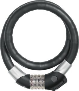 abus steel-o-flex raydo pro 1460/85 kf cable lock - bicycle lock set with kf bracket for the saddle clamp bolt of the bicycle - 20 mm security level 6 - black