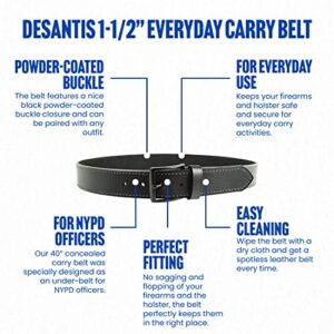 DeSantis 1 1/2” Everyday Carry Belt (EDC), 3.5mm Thick, Black, 40”