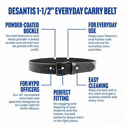 DeSantis 1 1/2” Everyday Carry Belt (EDC), 3.5mm Thick, Black, 40”