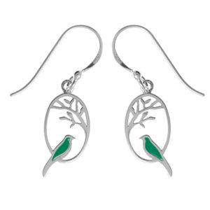 boma jewelry sterling silver kelly green resin bird earrings