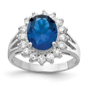 925 sterling silver cubic zirconia simulated blue spinel ring size 7 measures 15.1mm wide jewelry for women