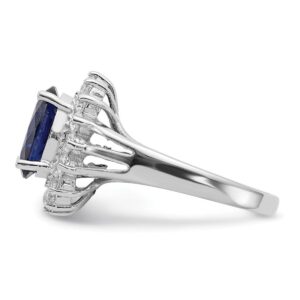 925 Sterling Silver Cubic Zirconia Simulated Blue Spinel Ring Size 7 Measures 15.1mm Wide Jewelry for Women