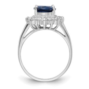 925 Sterling Silver Cubic Zirconia Simulated Blue Spinel Ring Size 7 Measures 15.1mm Wide Jewelry for Women