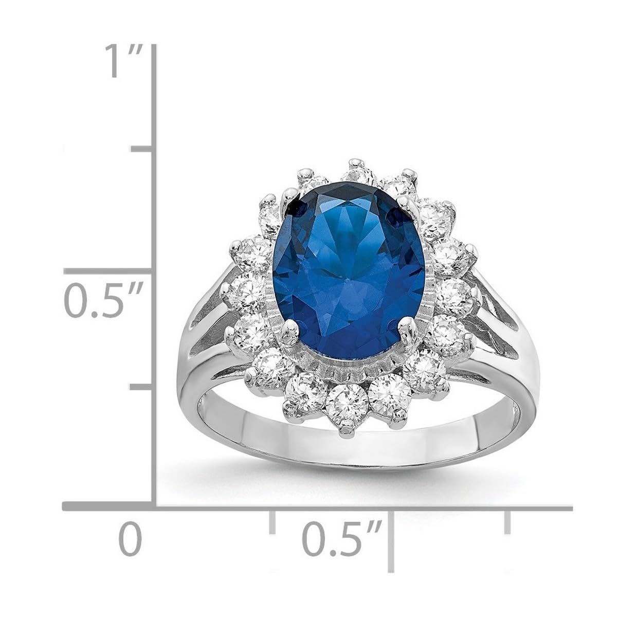 925 Sterling Silver Cubic Zirconia Simulated Blue Spinel Ring Size 7 Measures 15.1mm Wide Jewelry for Women