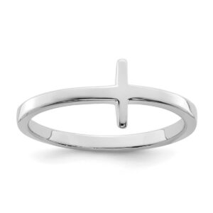 925 sterling silver polished sideways religious faith cross ring size 8 jewelry for women