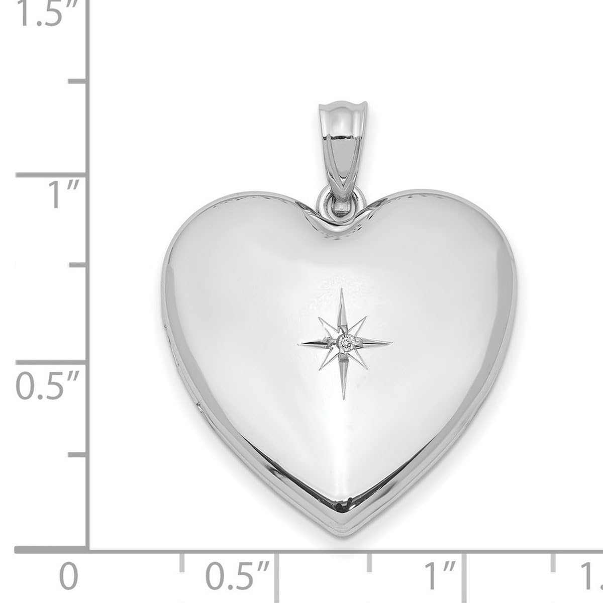 925 Sterling Silver Engravable Polished back Holds 2 photos 24mm With Diamond Star Design Love Heart Family Locket Jewelry for Women