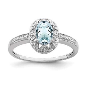 925 sterling silver polished diamond and aquamarine ring size 7 measures 2mm wide jewelry gifts for women