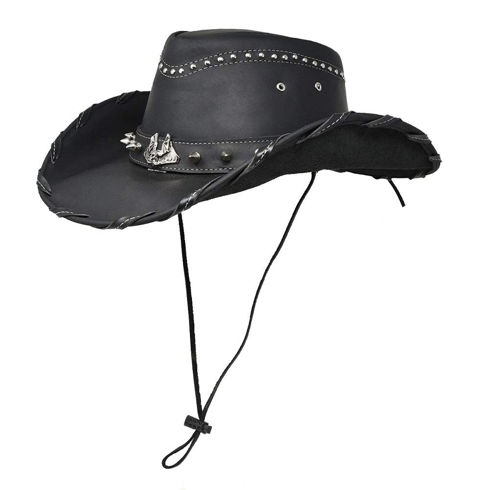 Bullhide Men's Iron Road Leather Hat Black X-Large