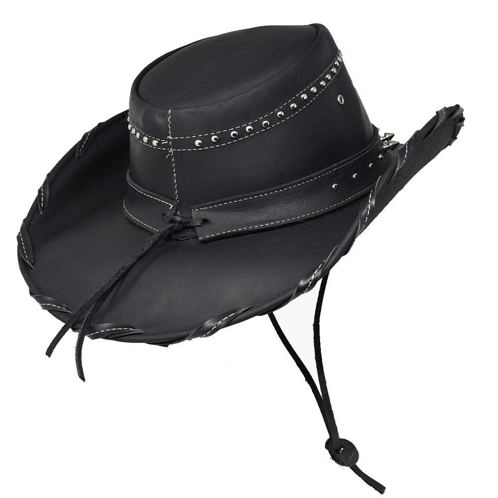 Bullhide Men's Iron Road Leather Hat Black X-Large