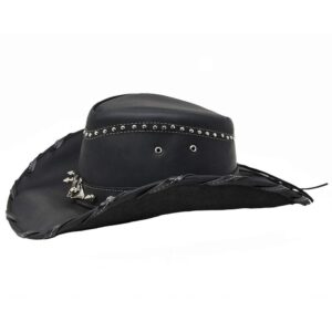 Bullhide Men's Iron Road Leather Hat Black X-Large