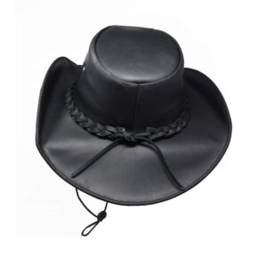 Bullhide Hats Men's King of The Road Leather Cowboy Hat, 3 3/8" Brim, Black, X-Large