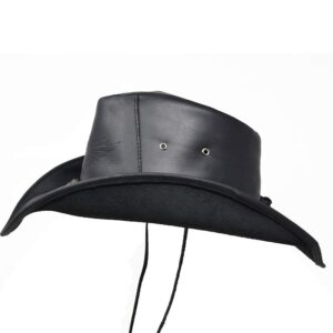 Bullhide Hats Men's King of The Road Leather Cowboy Hat, 3 3/8" Brim, Black, X-Large