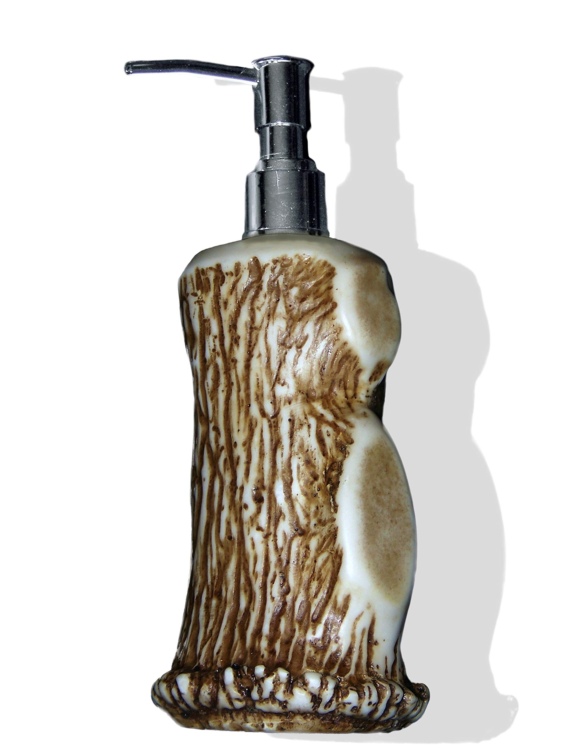 Mountain Mike's Reproductions Antler Liquid Pump Dispenser - Deer Soap Dispenser Bathroom - Liquid Soap and Shampoo Bottle Container - Home Decor Bathroom Storage - Dispenser Bottle for All Liquids