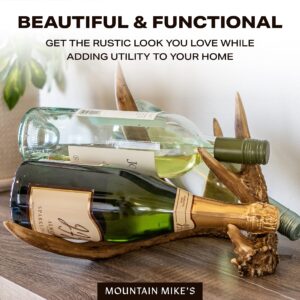 Mountain Mike's Reproductions Three Bottle Antler Wine Rack - Modern Bottle Storage Wine Holder - Antler Wine Rack Holder for 3 Standard Bottles - 25 x 25 x 35.5 CM