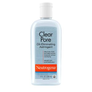 neutrogena clear pore oil-eliminating astringent with salicylic acid, pore clearing treatment for acne-prone skin, 8 fl. oz (pack of 3)