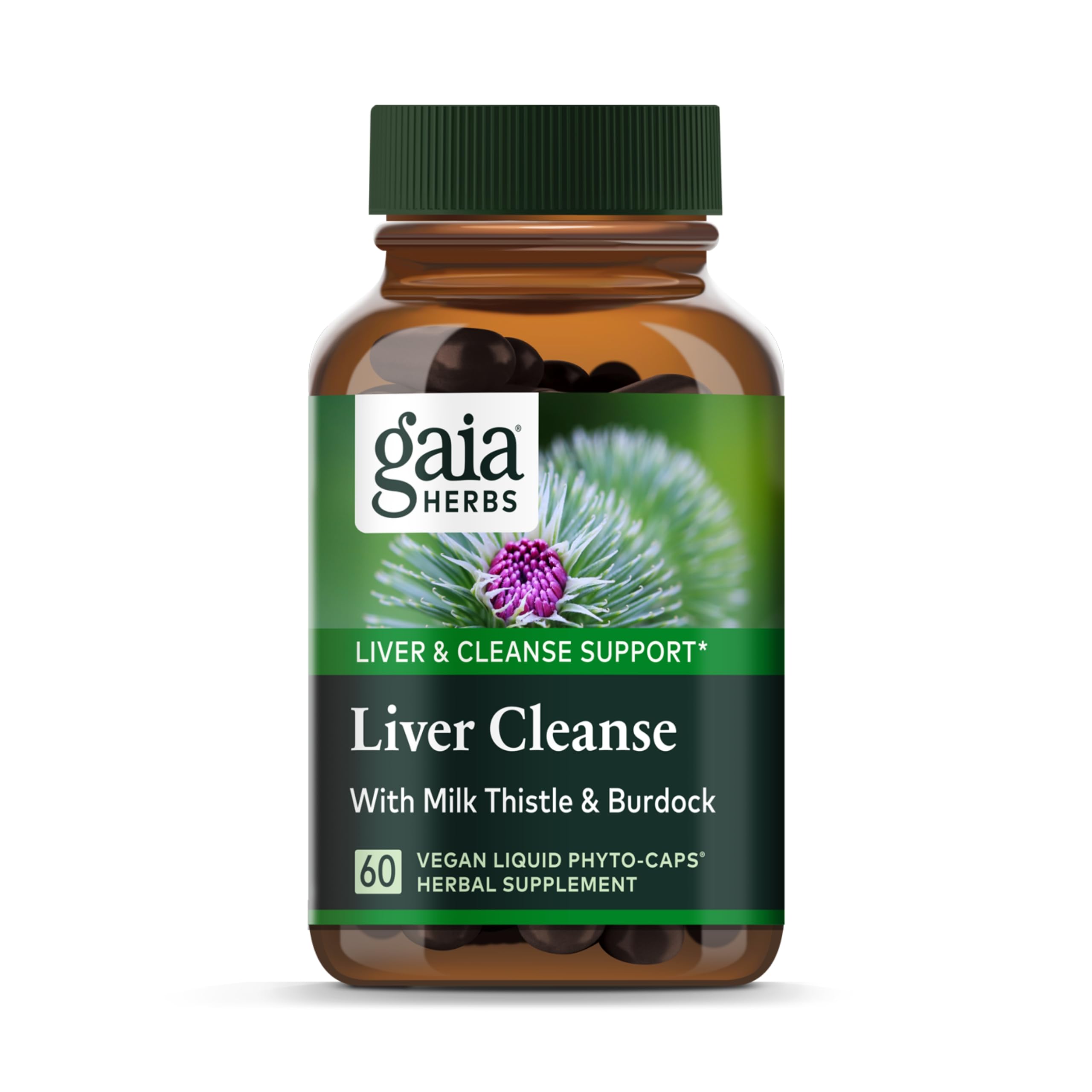 Gaia Herbs Liver Cleanse - Liver Health Support Herbal Supplement with Milk Thistle, Burdock, Turmeric Curcumin, Dandelion, and More - 60 Vegan Liquid Phyto-Caps (30 Servings)