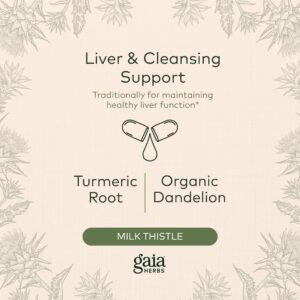 Gaia Herbs Liver Cleanse - Liver Health Support Herbal Supplement with Milk Thistle, Burdock, Turmeric Curcumin, Dandelion, and More - 60 Vegan Liquid Phyto-Caps (30 Servings)