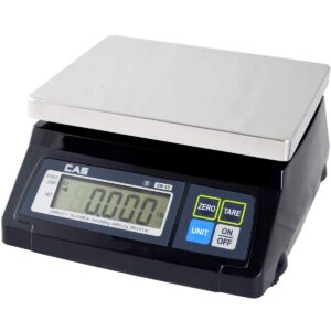 cas sw-rs (10lb) sw-1rs series pos interface portion control scale, 10 lbs capacity, stainless steel platter, soft touch tactile keyboard, lb/g/kg/oz switchable, easy to read 1 inch lcd display