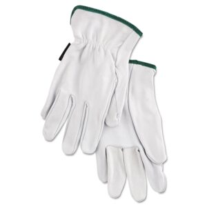 grain goatskin driver gloves, white, medium, 12 pairs