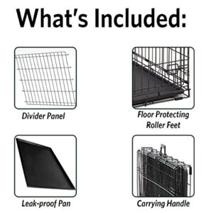 MidWest Homes for Pets Ultima Pro Series 48" Dog Crate | Extra-Strong Double Door Folding Metal Dog Crate w/Divider Panel, Floor Protecting "Roller Feet" & Leak-Proof Plastic Pan