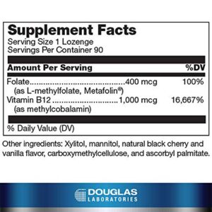 Douglas Laboratories Methyl B12 Plus | Supports Metabolism, Energy, Blood Cell Production, Nervous System, and Hormones* | 90 Lozenges