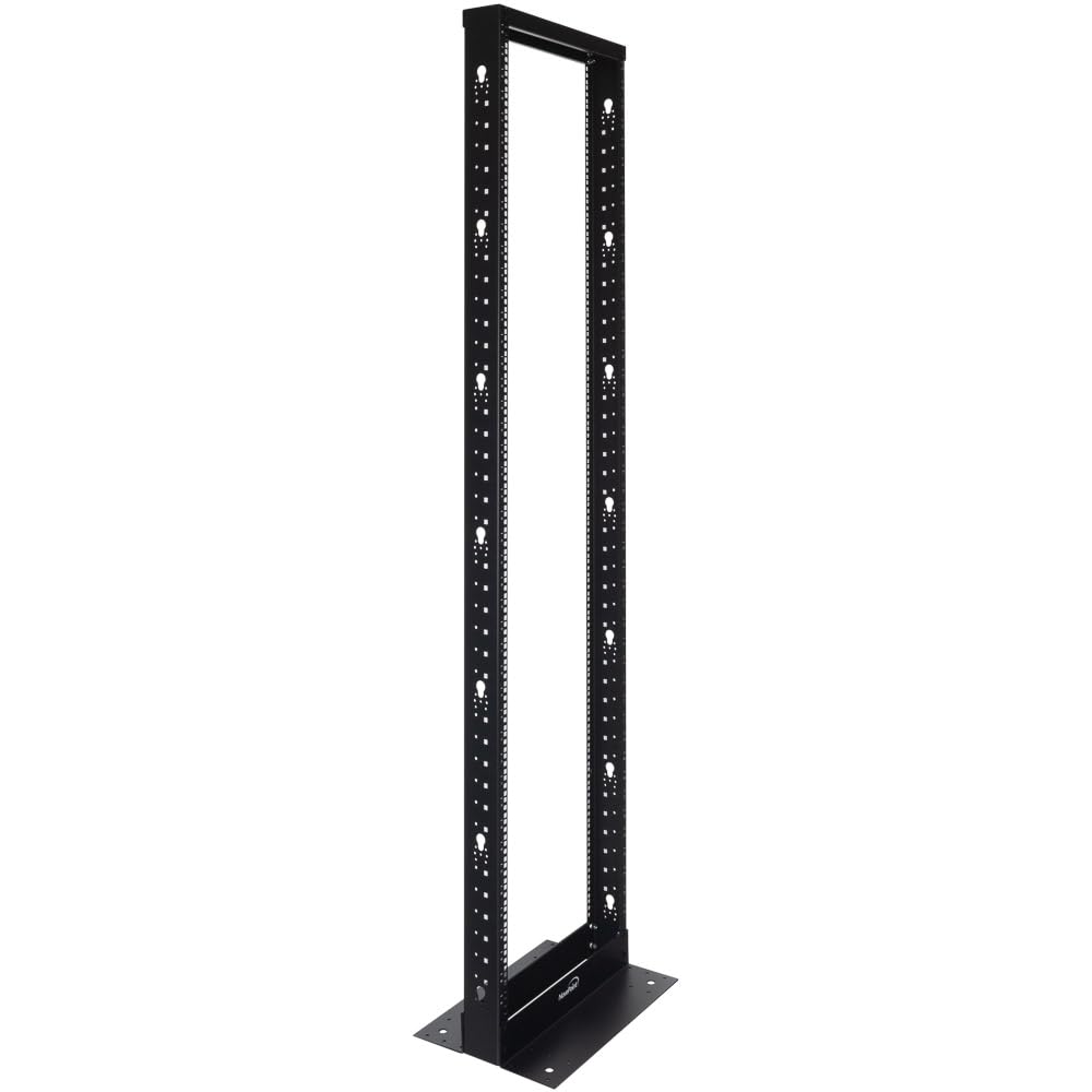 NavePoint 45U 2 Post Open Frame Server Rack for 19 Inch Equipment, AV, Networking, Data & IT Devices, 2-Post Rack 45U 881lbs Weight Capacity, Black